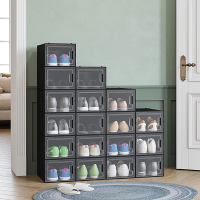 Rebrilliant 18 Pair Stackable Shoe Storage Box & Reviews | Wayfair