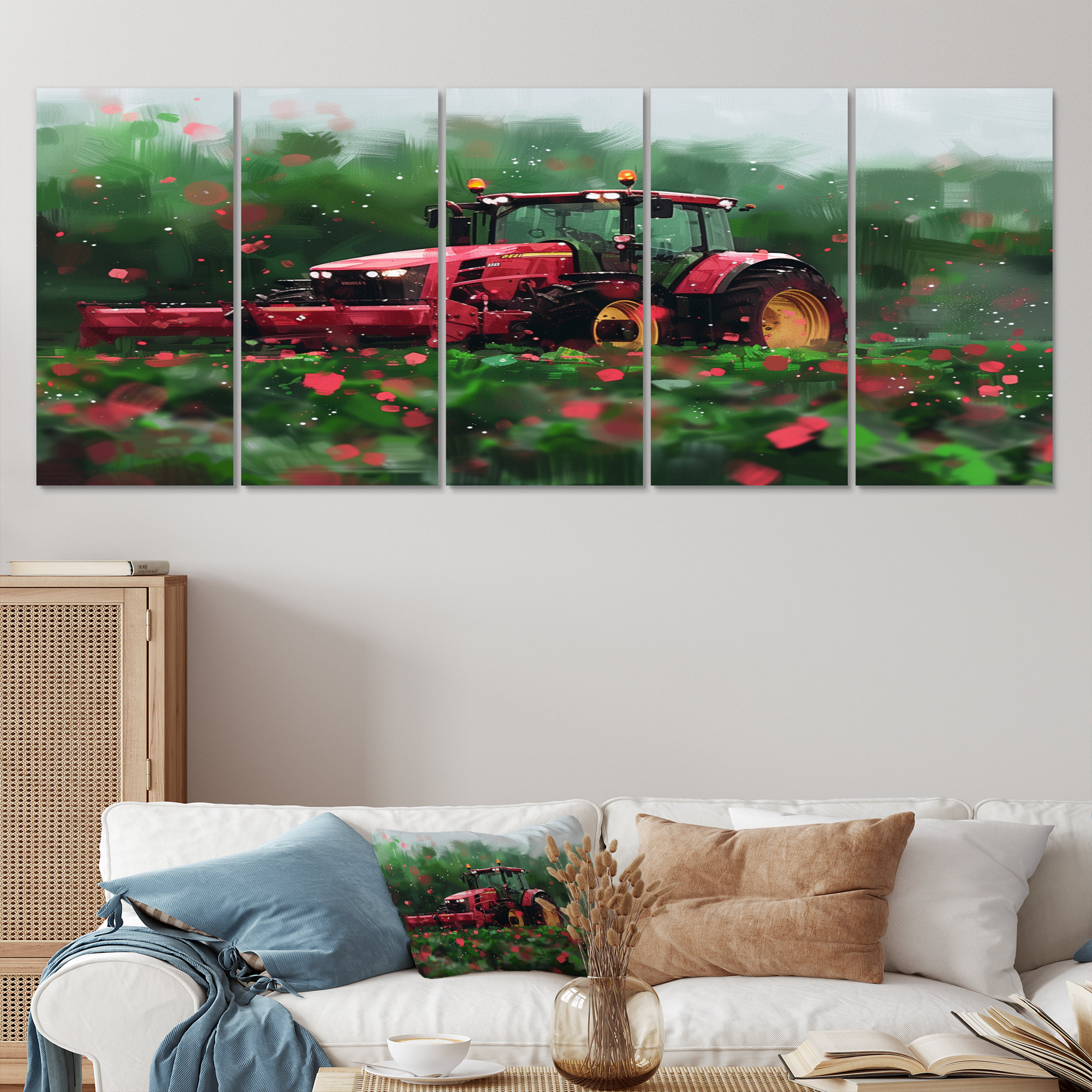 August Grove® Summer Farming Tractor Fields - Farm Wall Art Print Set ...