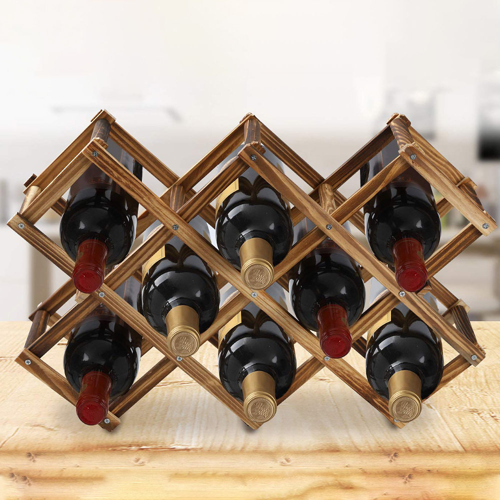 Millwood Pines Framlingham 10 Bottle Solid Wood Tabletop Wine Bottle ...