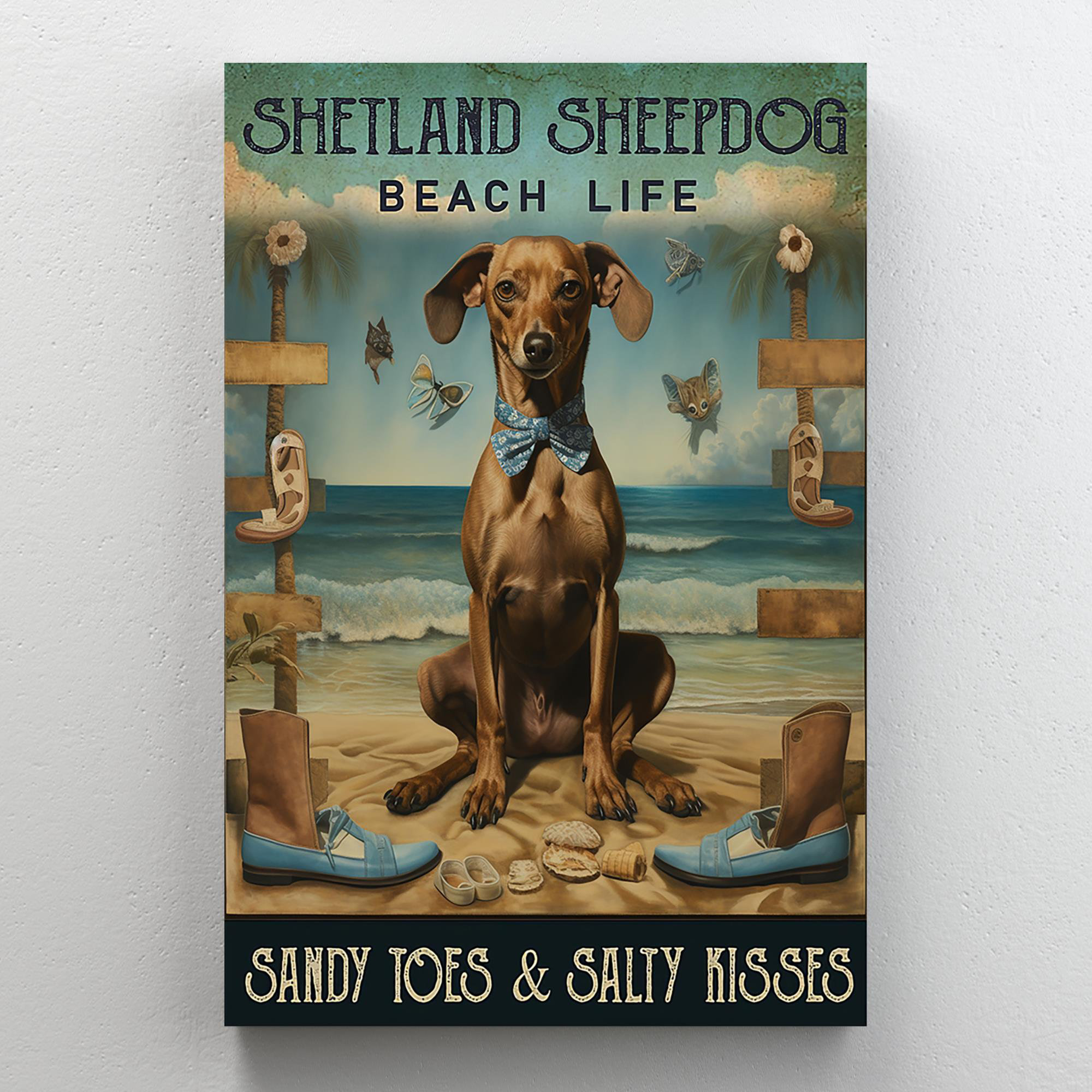 Trinx Shetland Sheepdog Beach Life - 1 Piece Rectangle Graphic Art ...