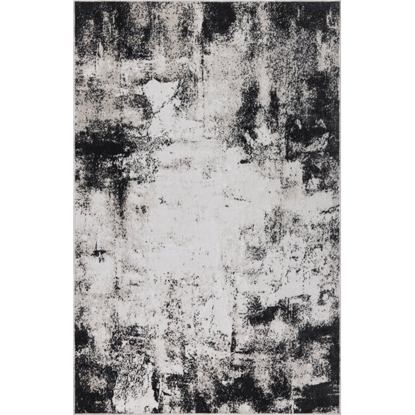 17 Stories Machine Washable Avery Ivory/Charcoal Rug | Wayfair