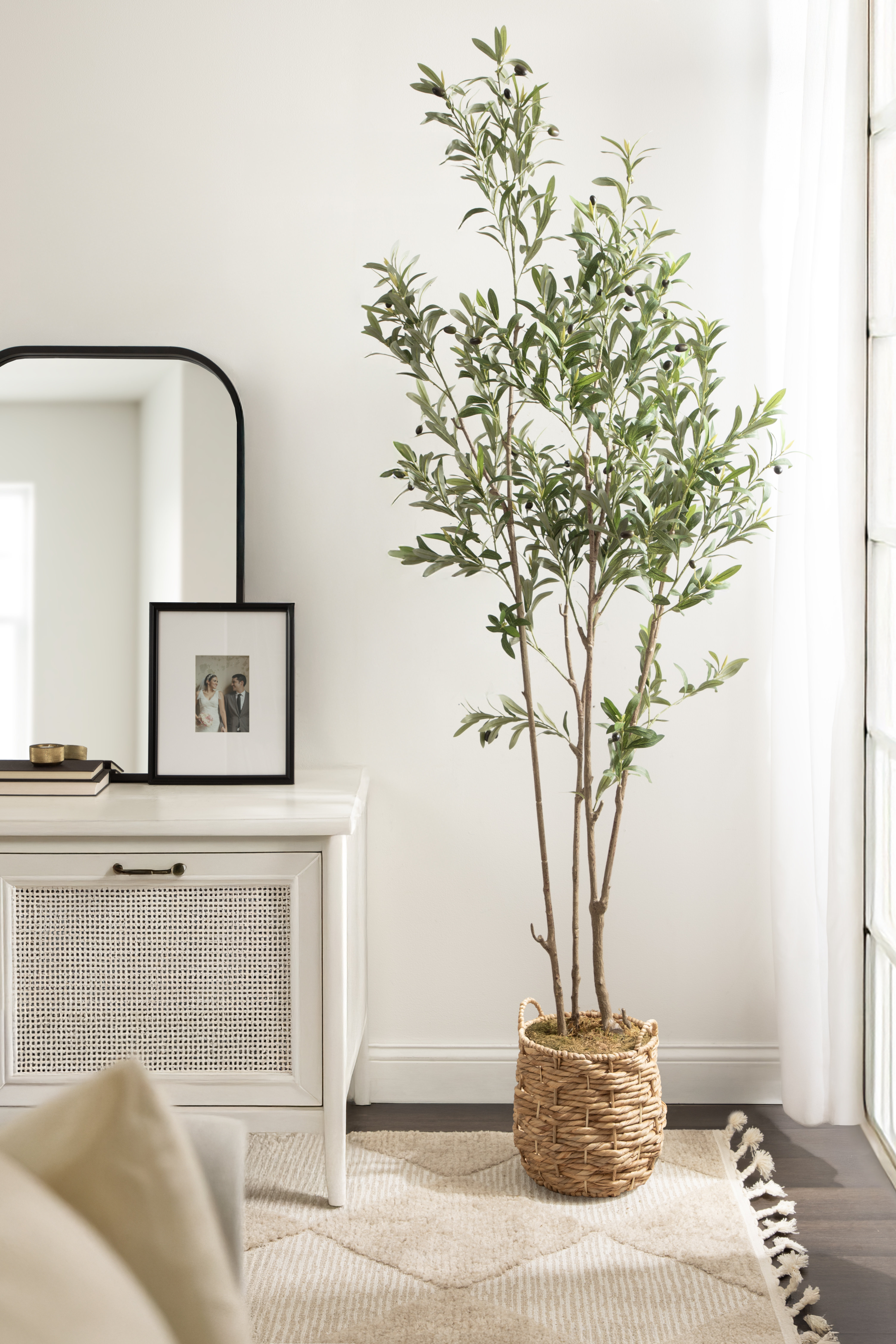 Primrue Oliveira Faux Olive Tree with Livia Woven Basket - Wayfair Canada