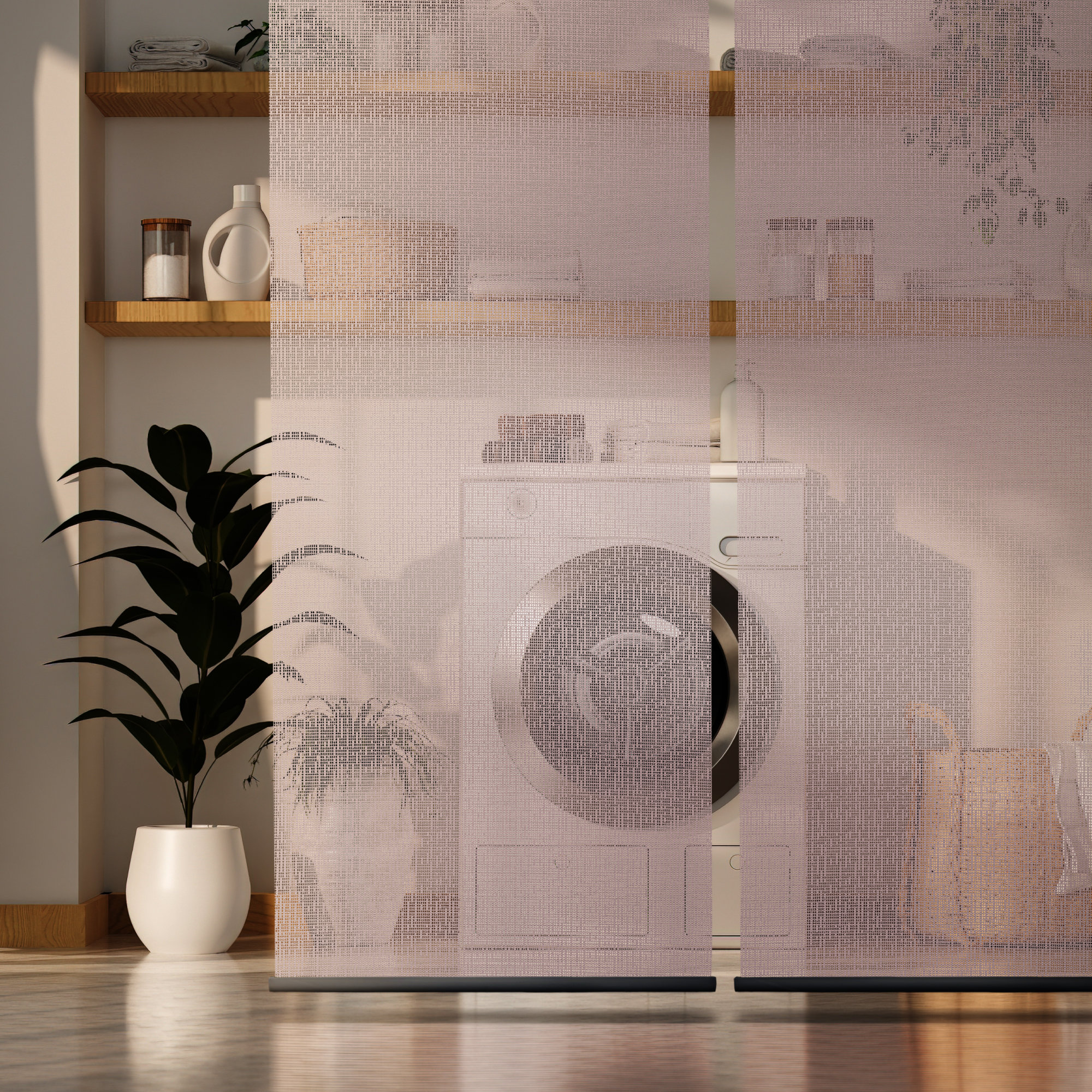 Symple Stuff Fruge 36''W x 96''H, 2-Panel Hanging Room Divider, Sheer ...