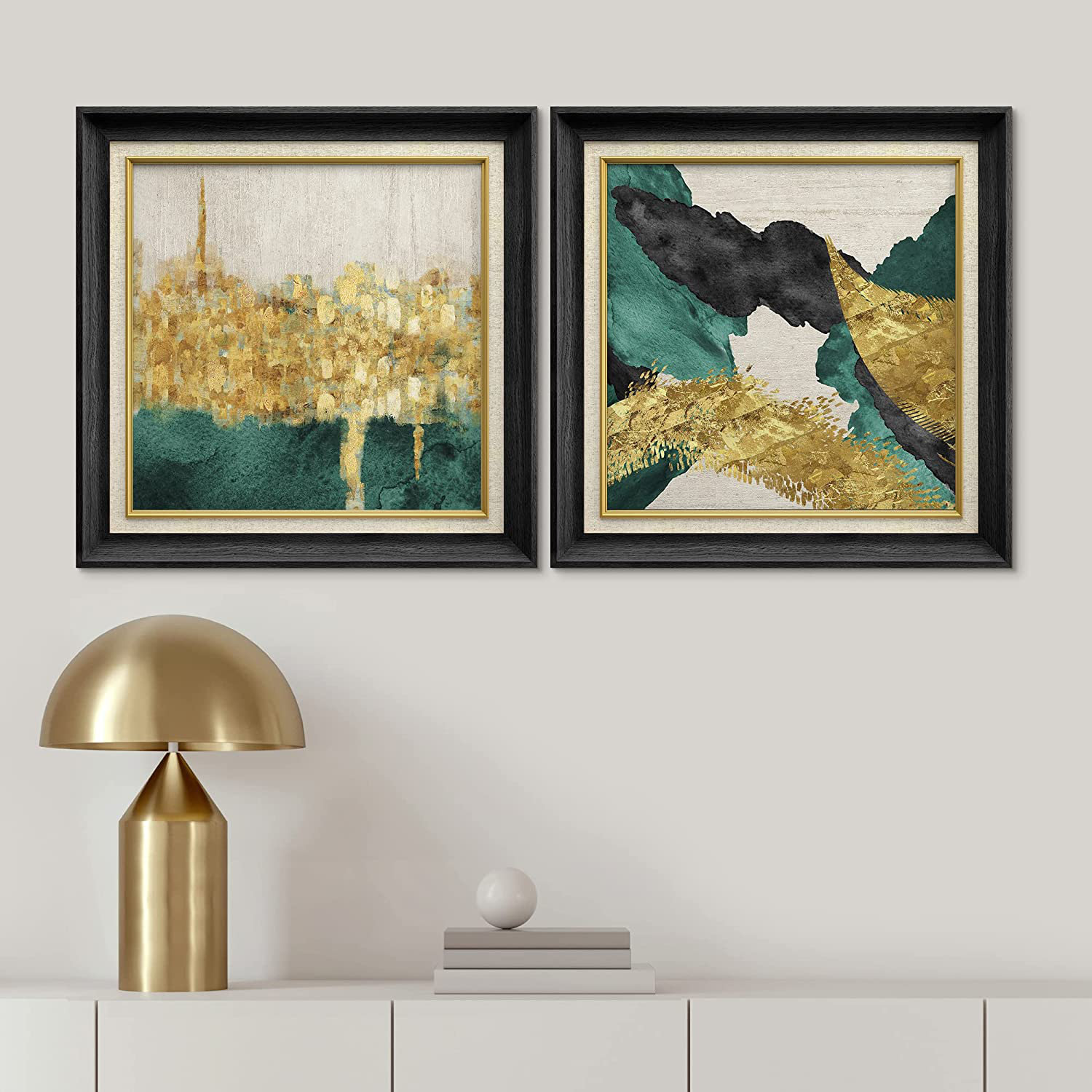 SIGNLEADER Emerald Green Decor Abstract Classic Vintage Art - 2 Piece ...