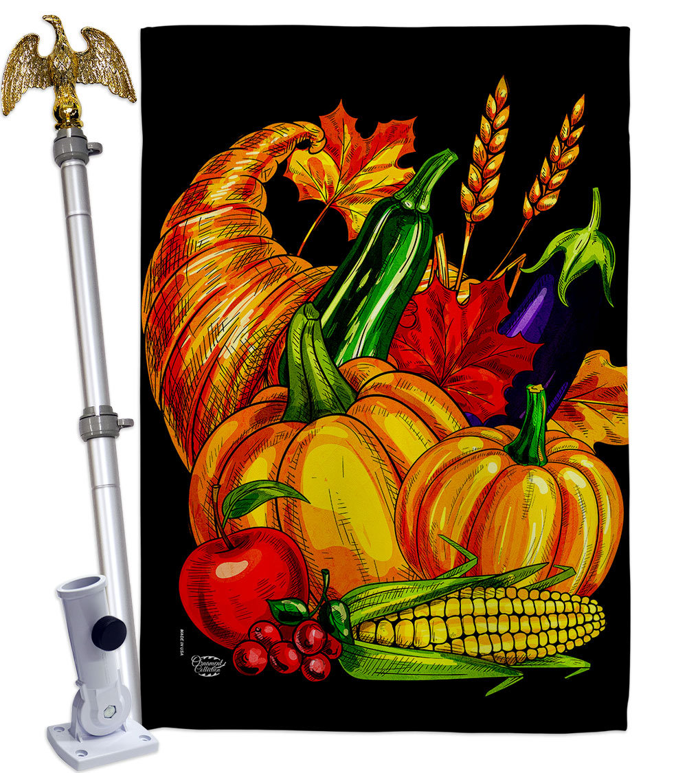 Ornament Collection Grateful Cornucopia House Flag Set Thanksgiving ...
