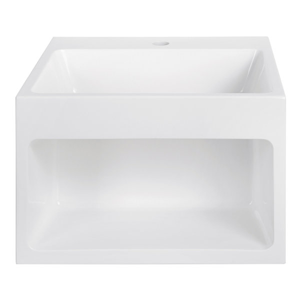 Streamline Bath Solid Surface Resin 17.7" Wall-Mounted Single Bathroom ...