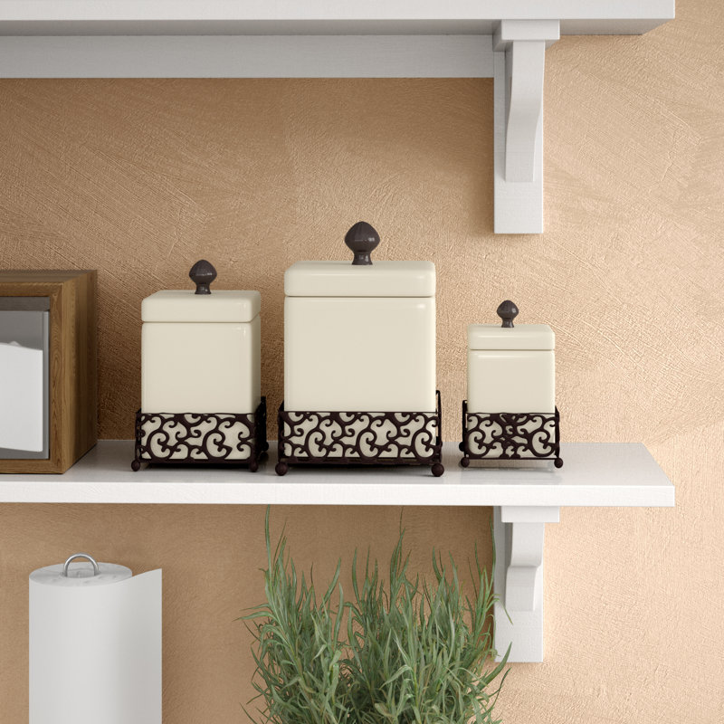 Fleur De Lis Living Tessa 3 Piece Kitchen Canister Set & Reviews | Wayfair