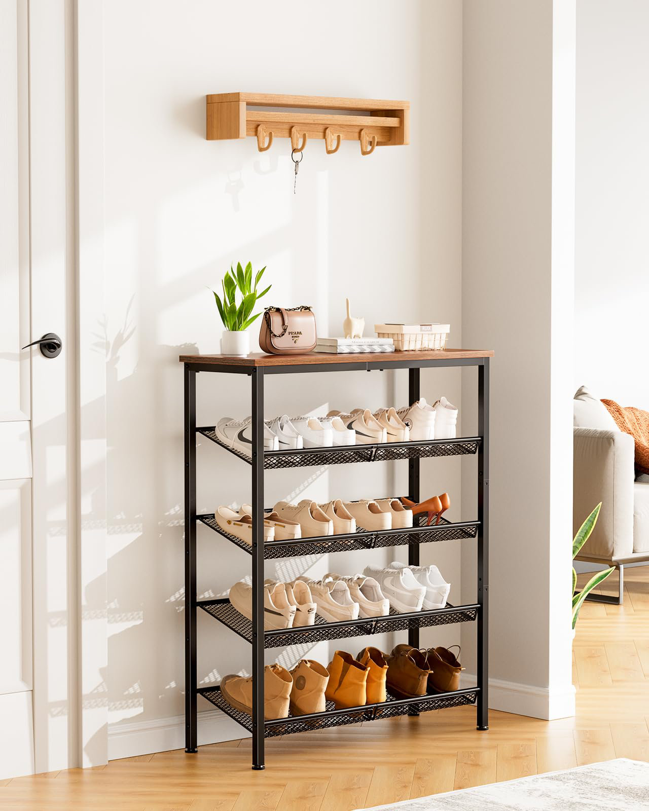 17 Stories 5-Tier Shoe Rack For Entryway And Small Spaces With Wooden ...