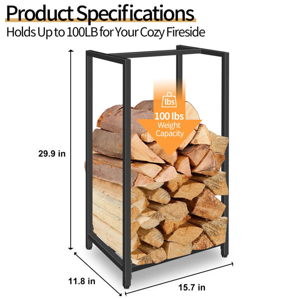 Latitude Run® Firewood Rack Indoor Outdoor, 30” Tall Firewood Holder ...