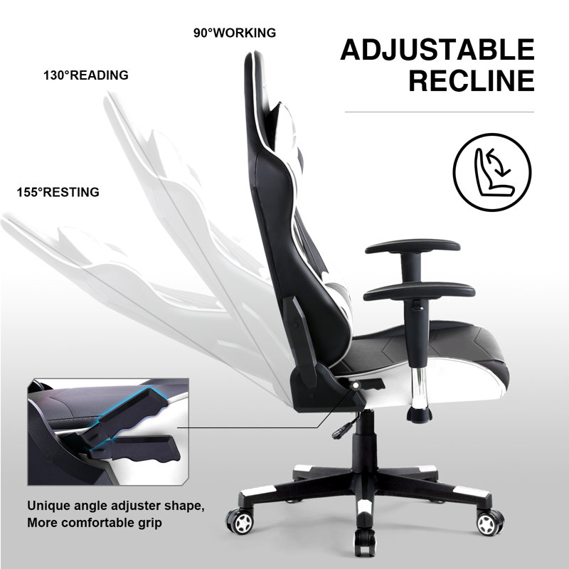 GTPLAYER Adjustable Reclining Ergonomic Faux Leather Swiveling PC ...