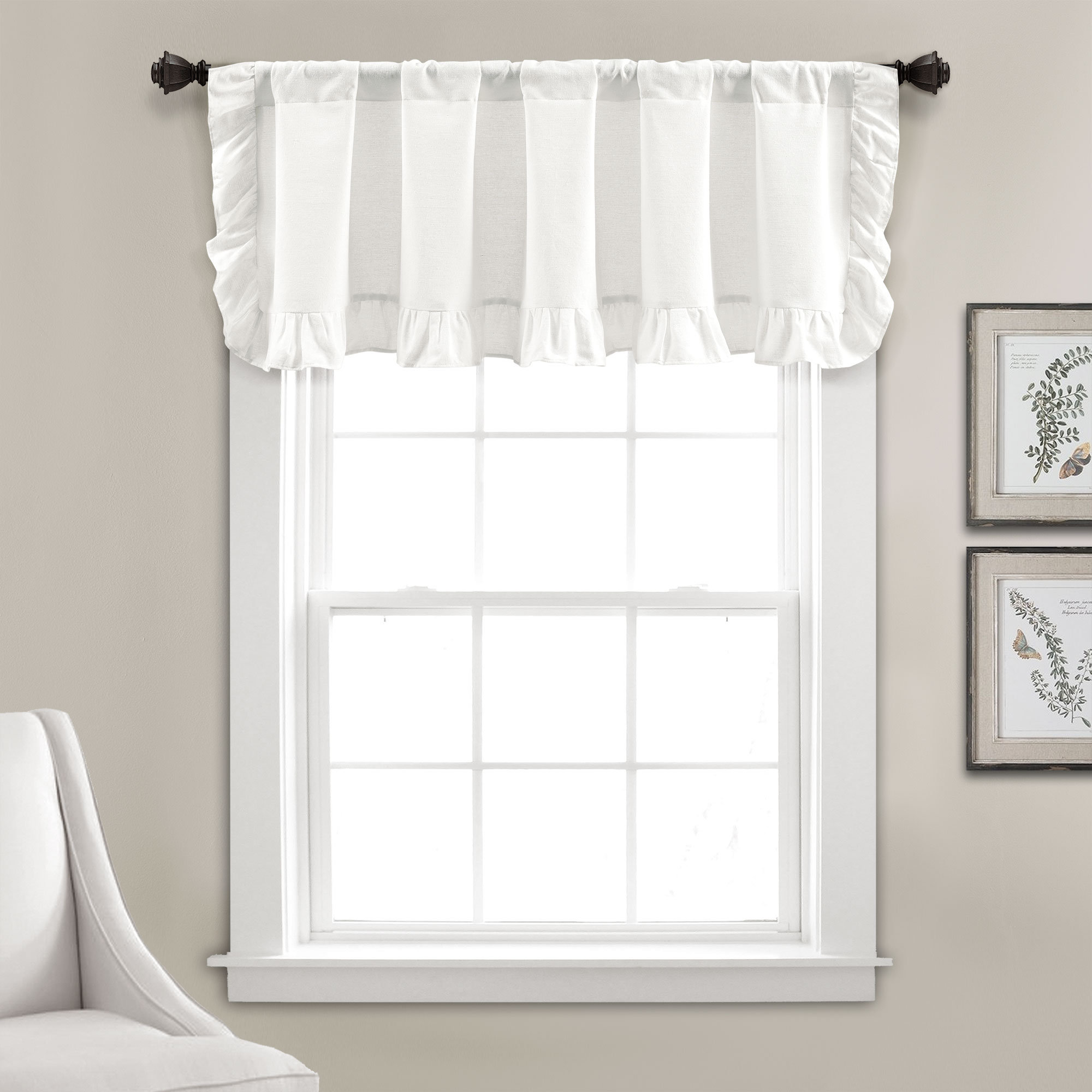 Lush Decor Linen Ruffle Valance Single White 18X58 | Wayfair