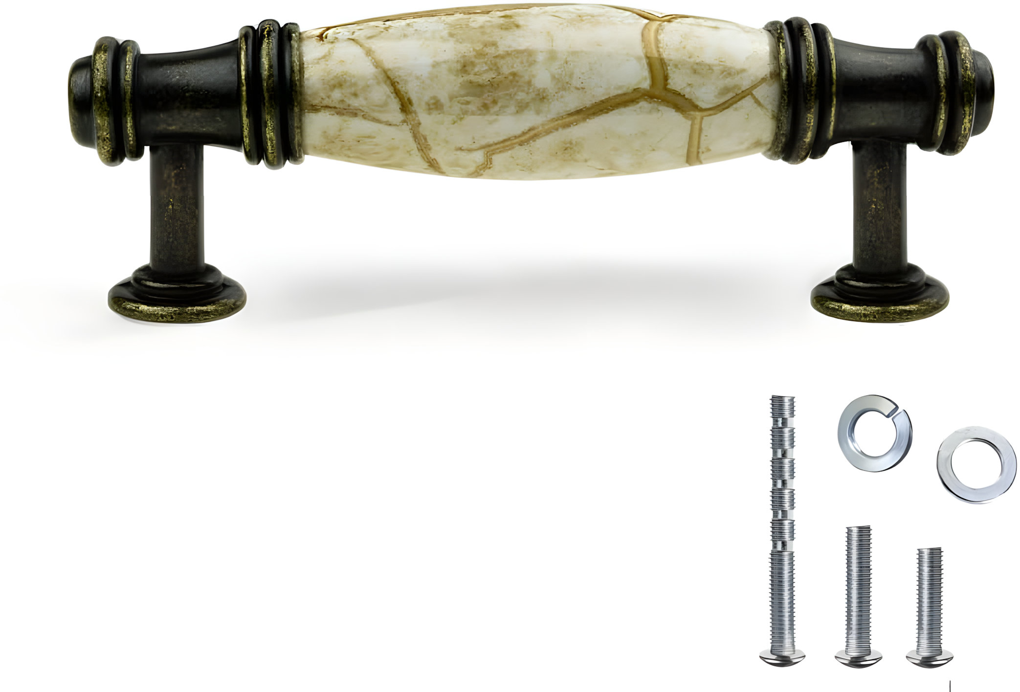 ERTCHUE RIED Antique Brass Cabinet Pulls With Rounded Ceramic Handles ...