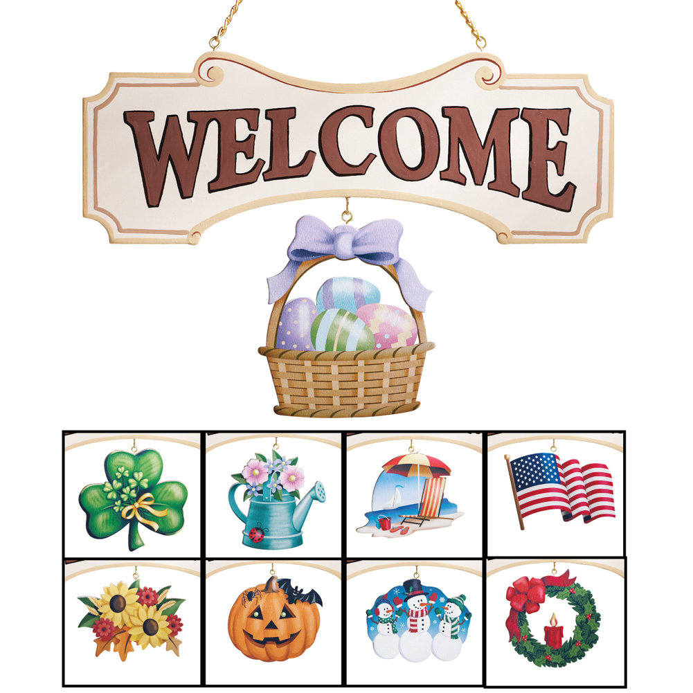 The Holiday Aisle® 10 Piece Aneurin Seasonal Welcome Sign Decoration ...