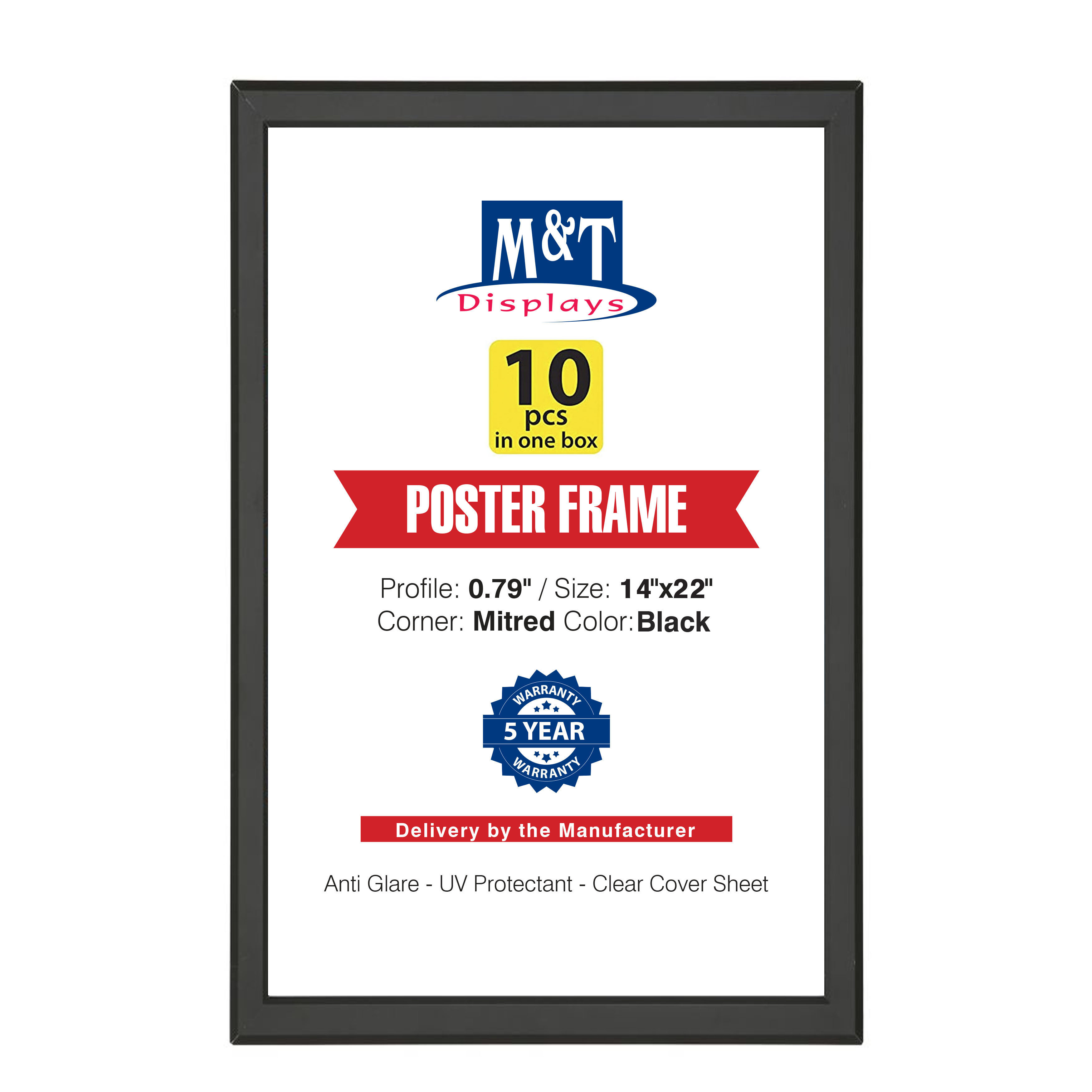 MT Displays Snap Poster Frame 0.79" Aluminum Easy Front Loading Wall ...