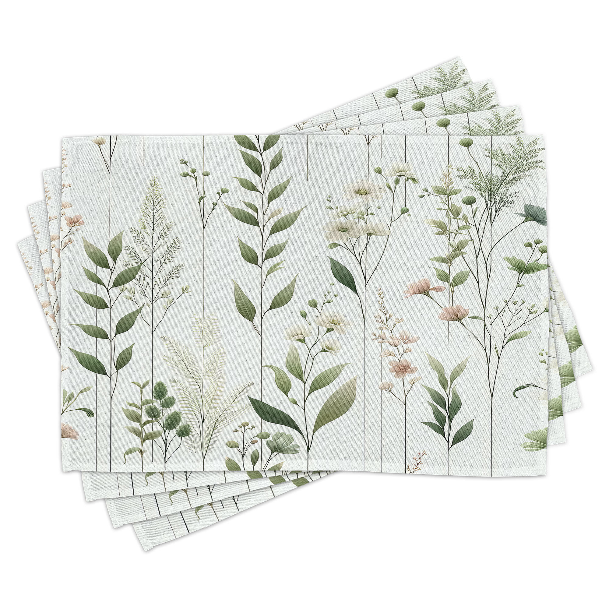 Ambesonne Green Place Mats Set of 4 Modern Nature Leaves Bohemian ...