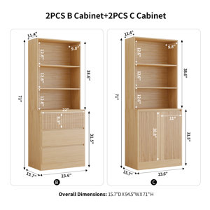 Latitude Run® 71" H X 94.5" W Bookcase Cabinet With Open Shelves ...