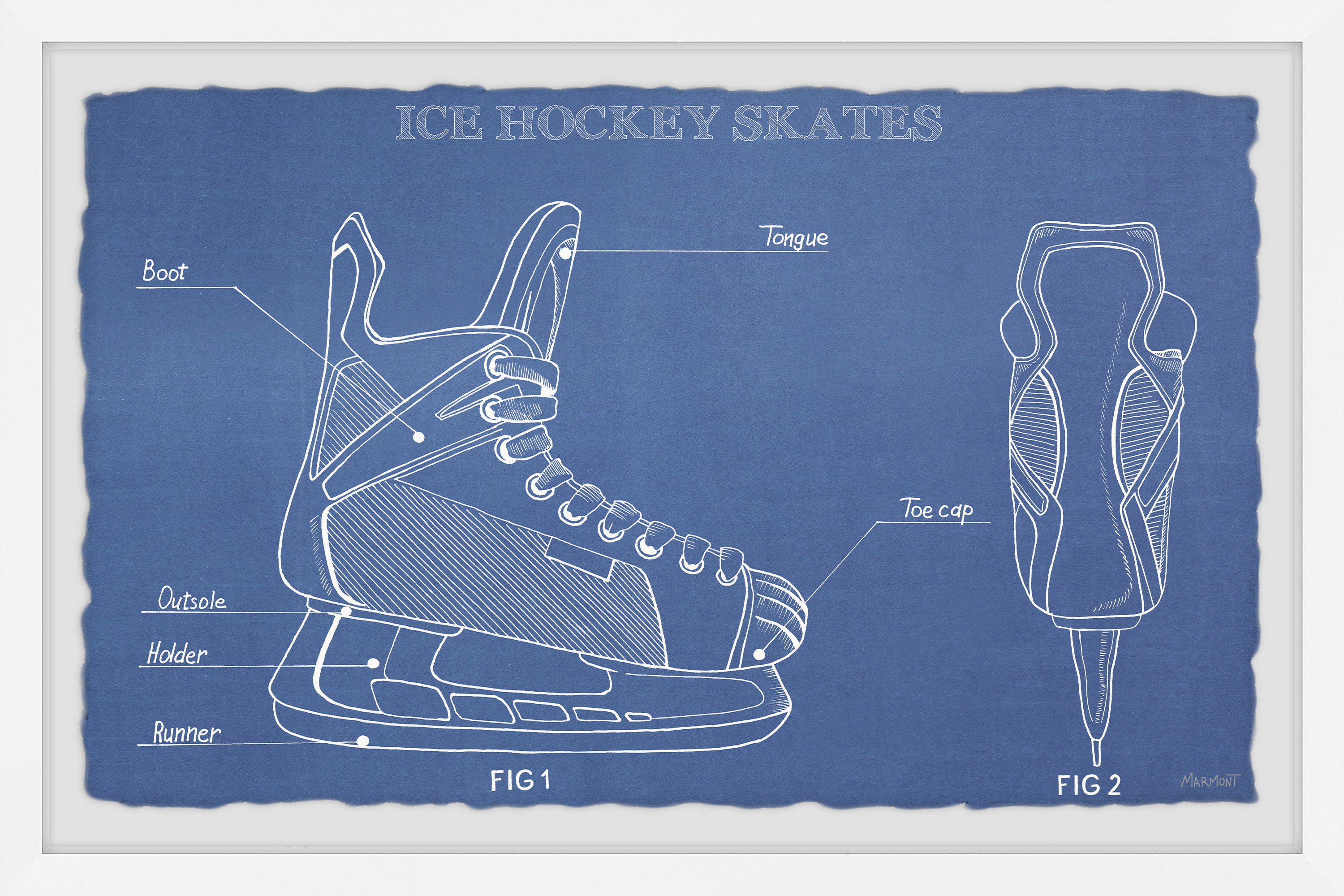 Harriet Bee Lovisa 'Ice Hockey Skates Blueprint' Framed Print | Wayfair