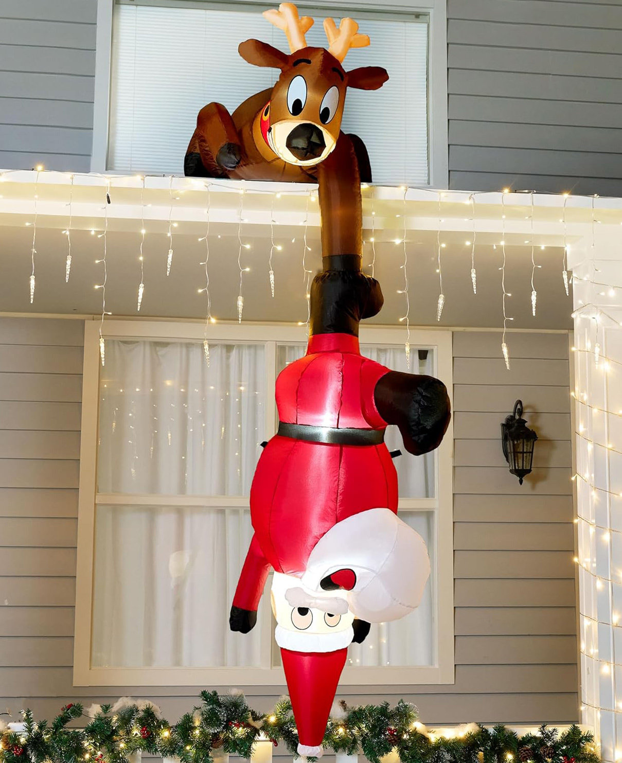 The Holiday Aisle® 8 FT Hanging Christmas Inflatables - Reindeer and ...