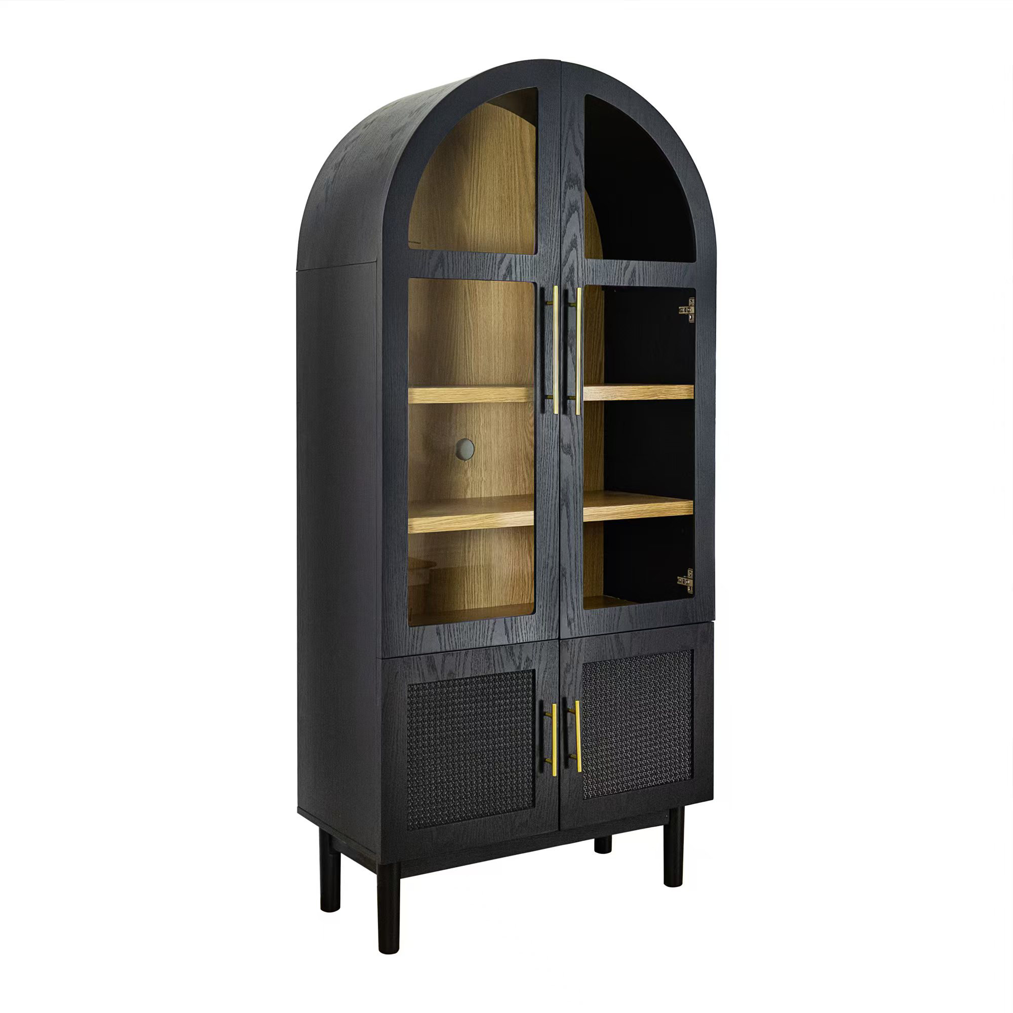 Bay Isle Home™ Arched Storage Display Cabinet with Tempered Glass Doors ...