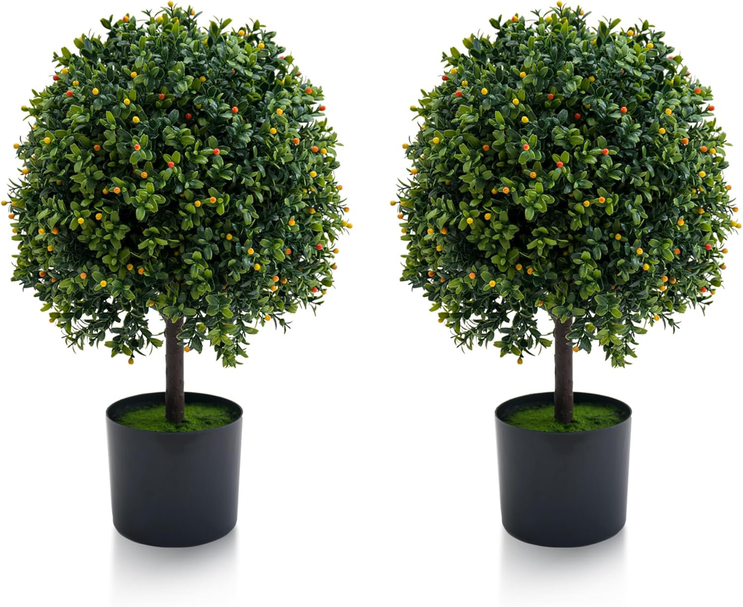 Primrue 20" Artificial Boxwood Ball Trees (Set of 2) - Realistic Fake ...