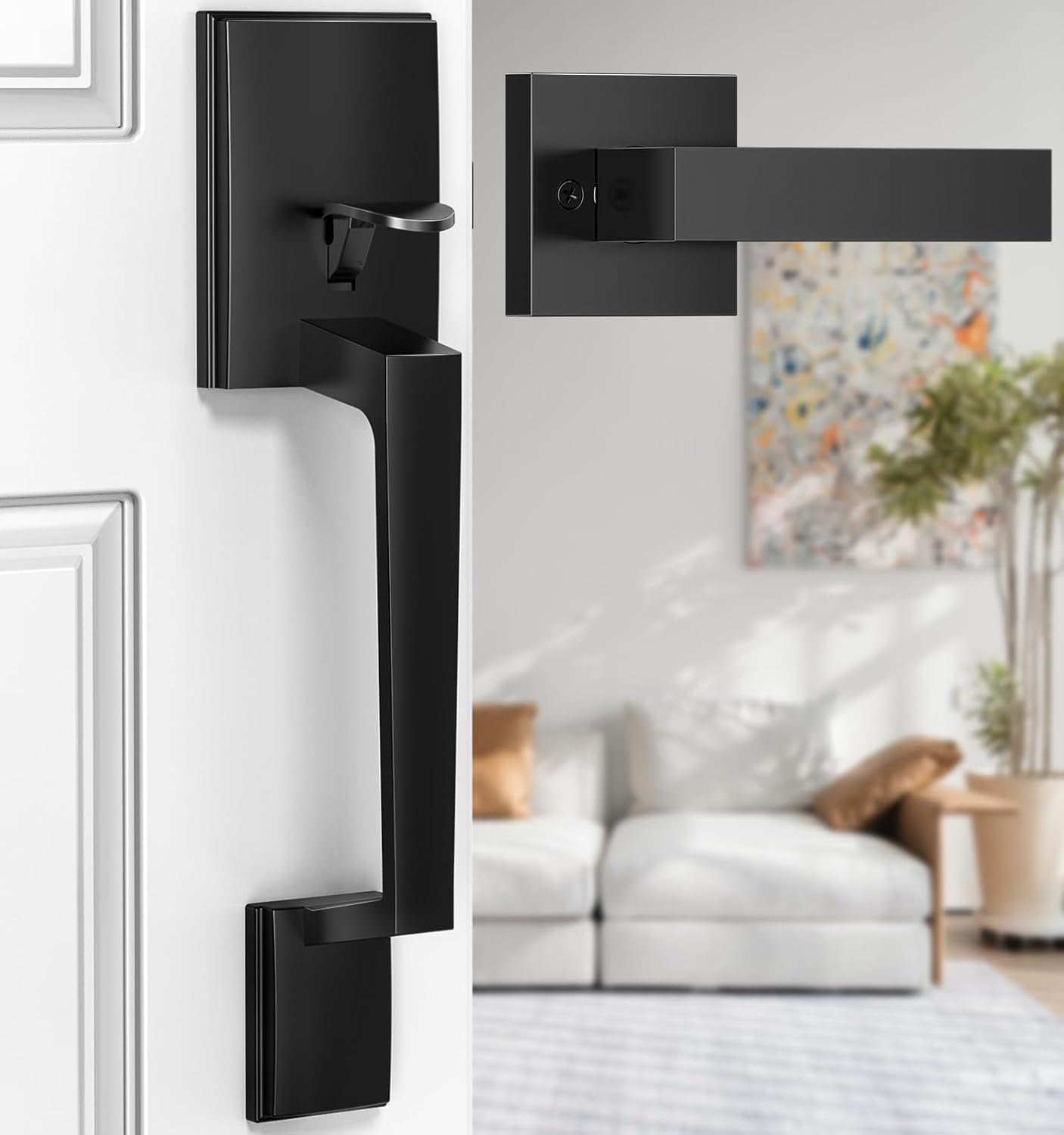 Brightify Modern Exterior Door Handle With Passage Lever, Reversible ...