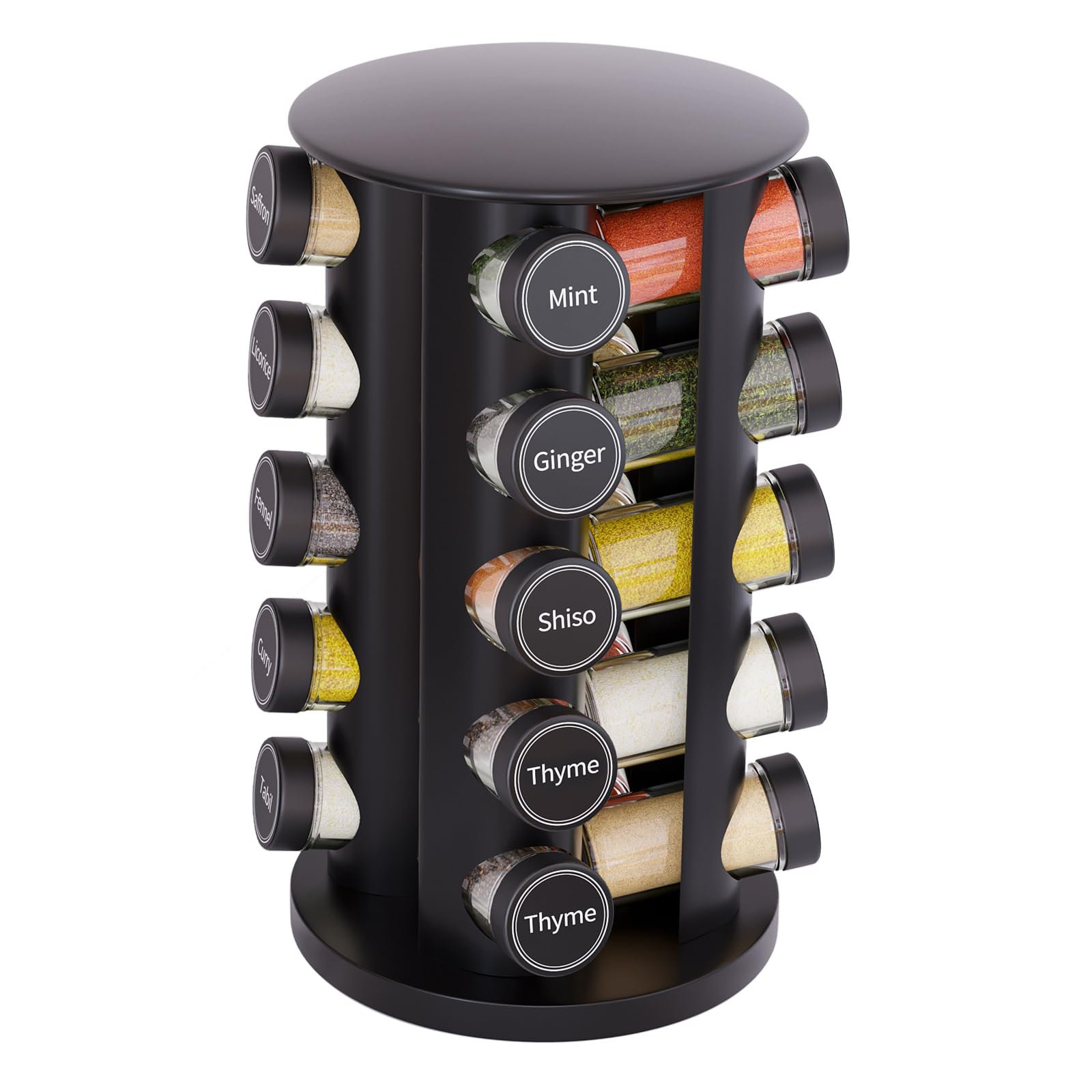 Prep & Savour Revolving Spice Rack Set With 20 Spice Jars, Kitchen ...