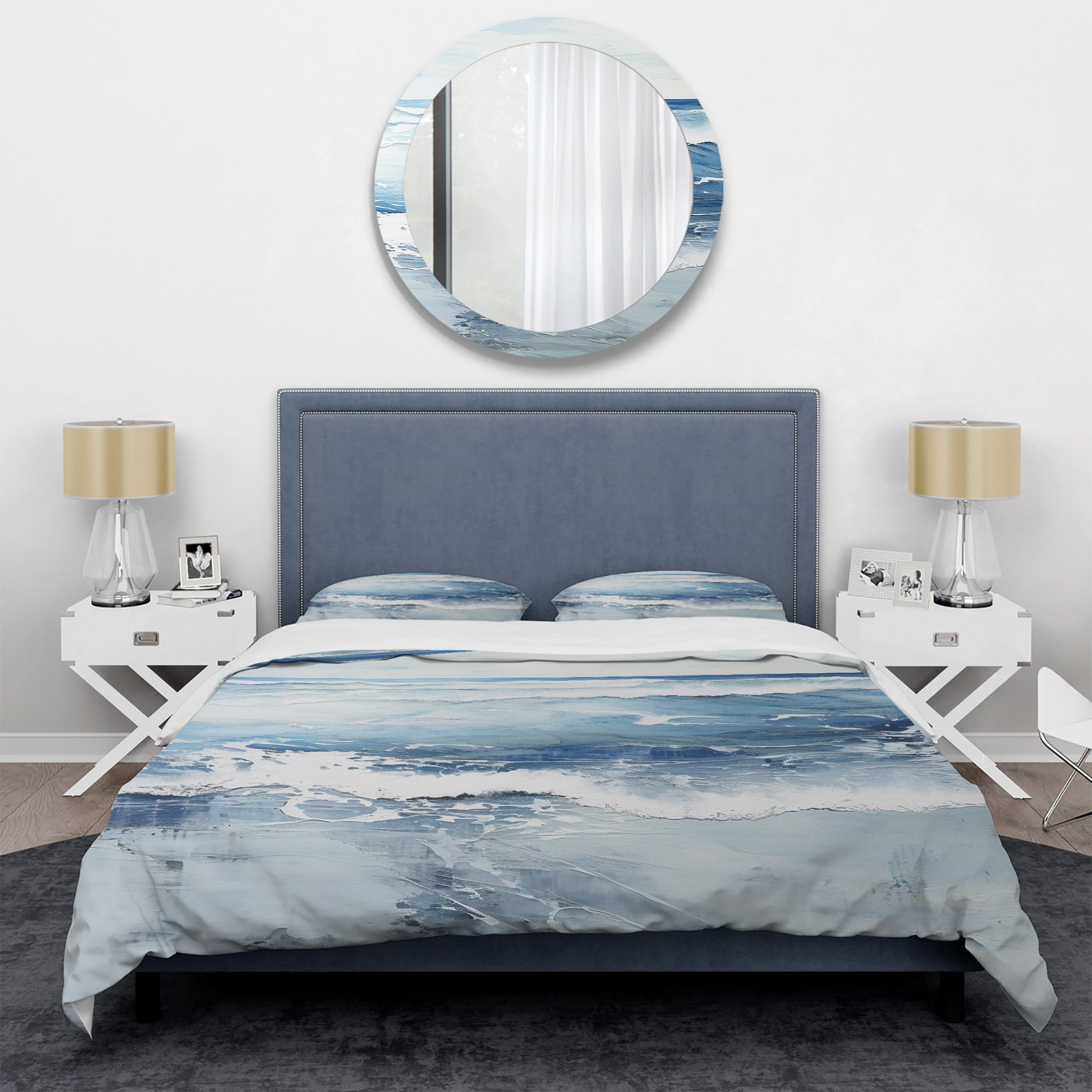 Design Art Ensemble de housse de couette Soft Color Minimal Beach Wave ...
