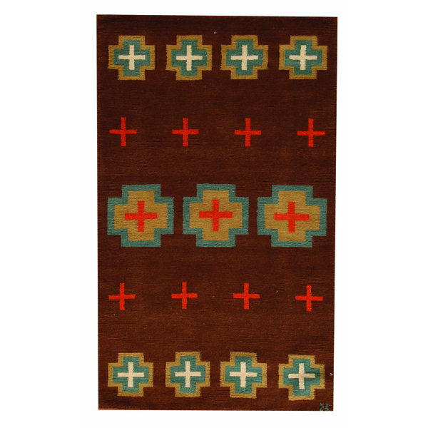 New Moon Rugs Mesa Southwestern Hand-Knotted Wool Area Rug in Coral ...