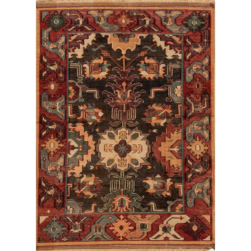 Samad Rugs Discovery Rectangle 4'3" x 5'11" Area Rug in Red/Black ...