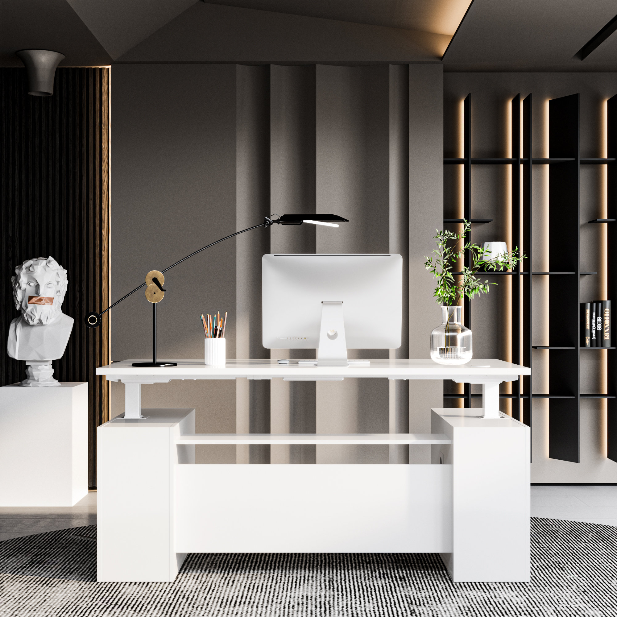 Inbox Zero Neeharika Height Adjustable Modern Executive Standing Desk ...