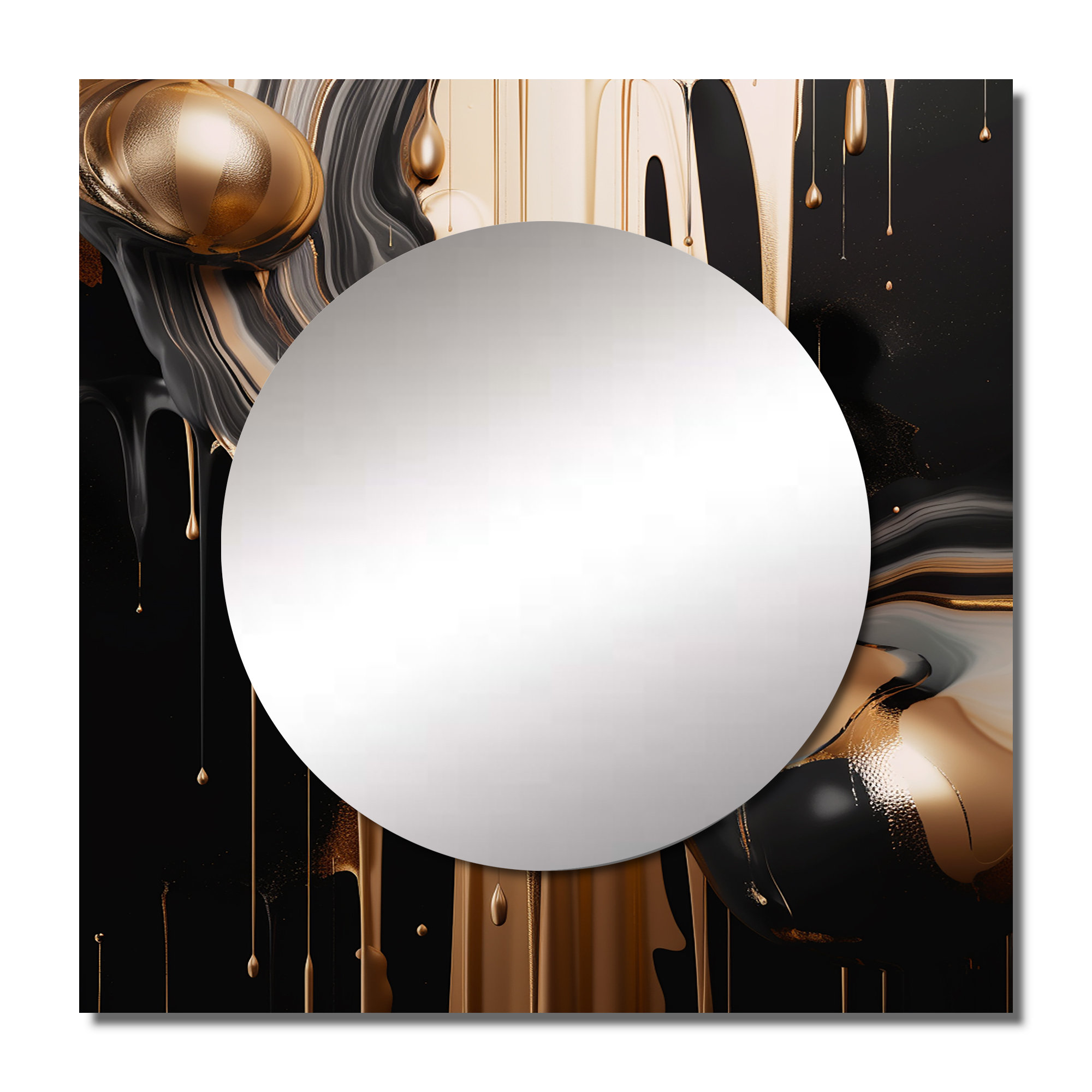 East Urban Home Azura - Abstract Marble Square Mirror For Wall Art ...