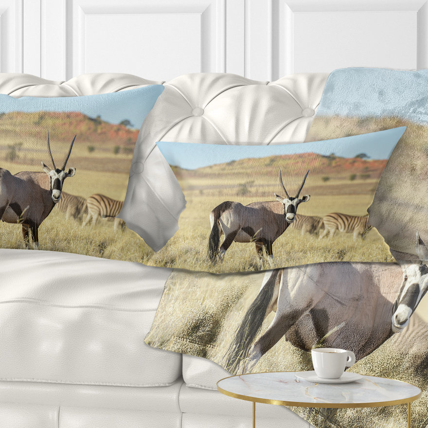 Design Art African Wildlife in Namibia Grassland Lumbar Pillow | Wayfair