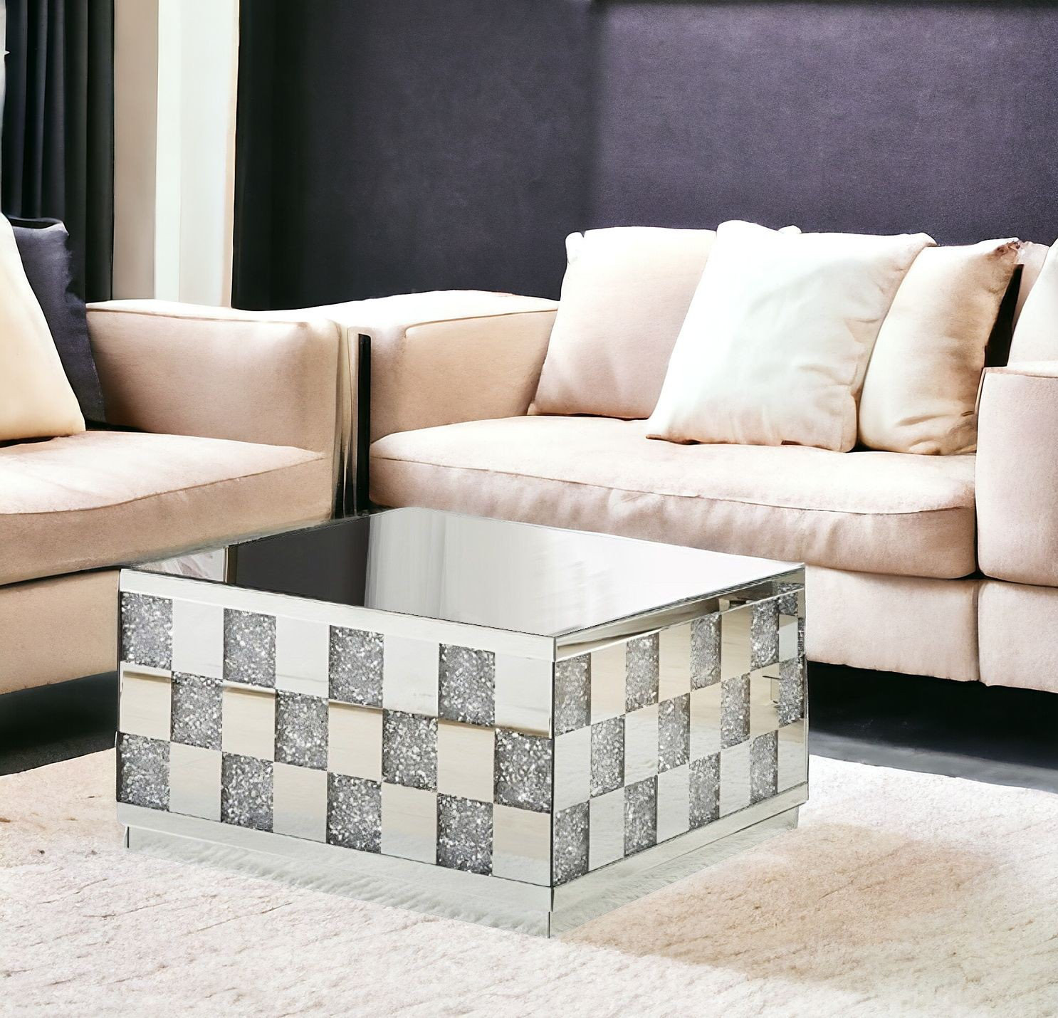 Everly Quinn 32" Silver Glass Square Mirrored Coffee Table | Wayfair