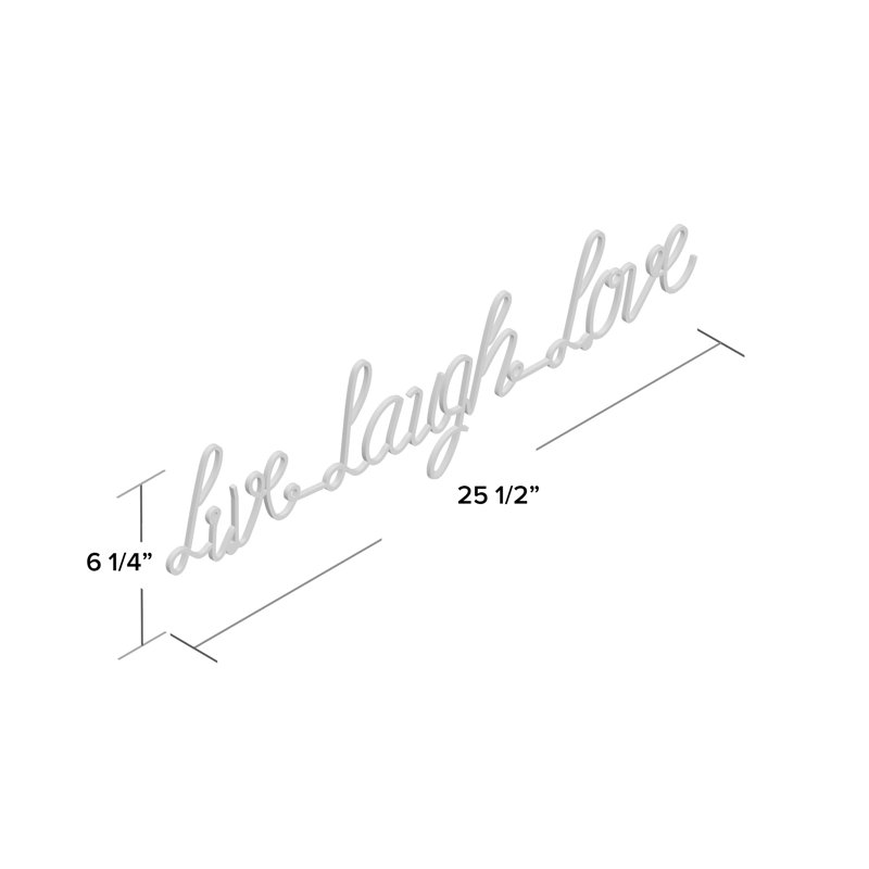 Gracie Oaks Metal Cutout- Live Laugh Love Cursive Cutout Sign-3D Word ...