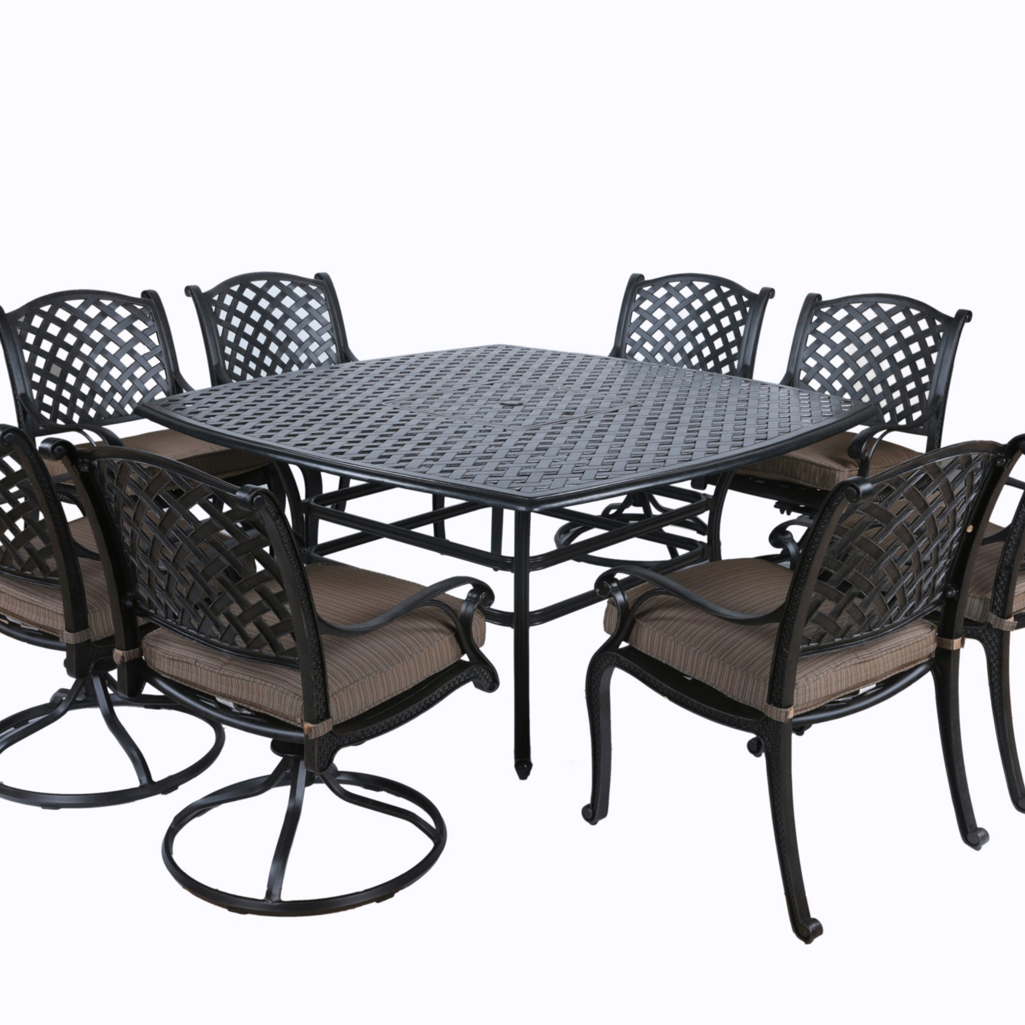17 Stories Square 8 - Person Aluminum Dining Set With Cushions ...