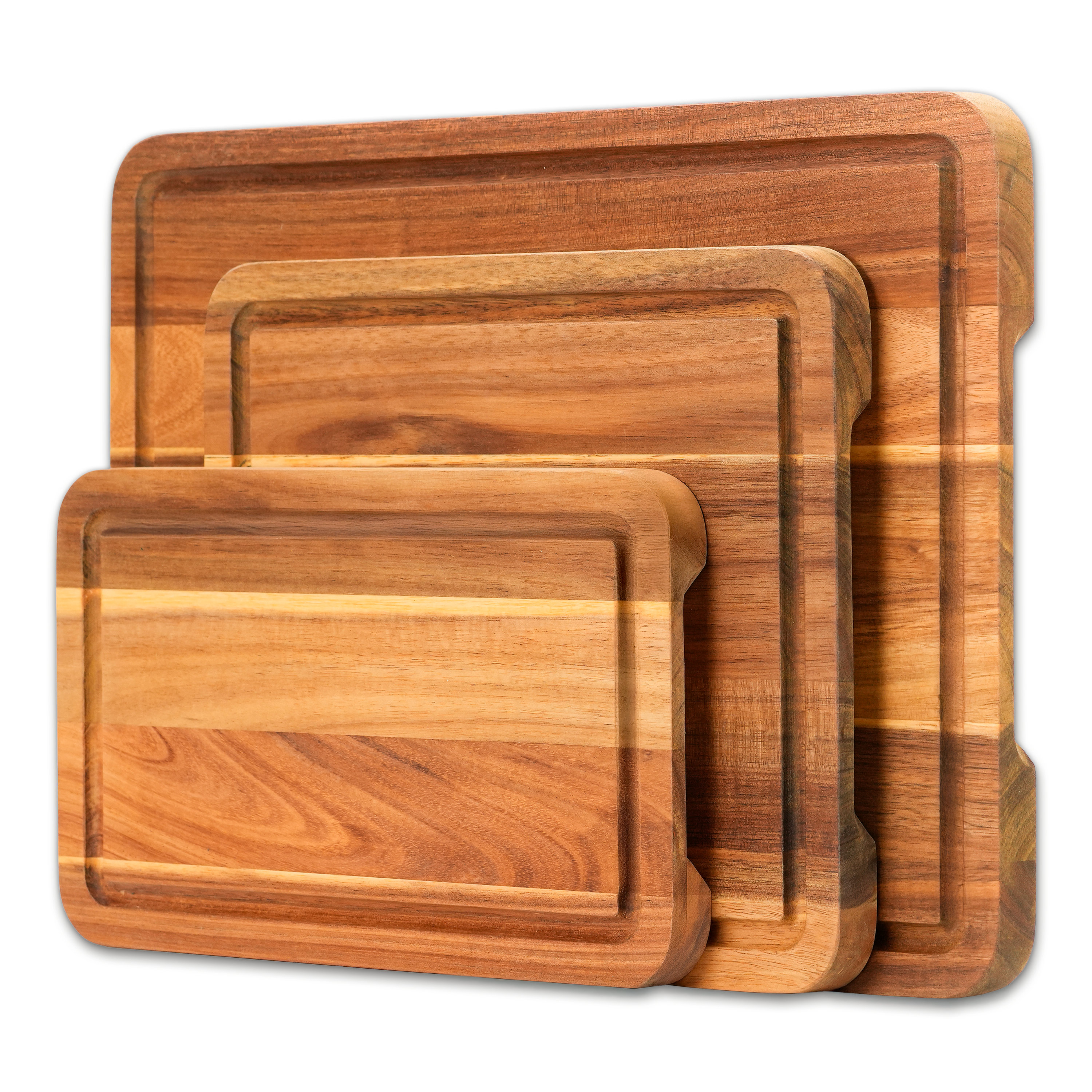 Howizz Howard 3pcs Acacia Solid Wood Cutting Board Set, Reversible ...