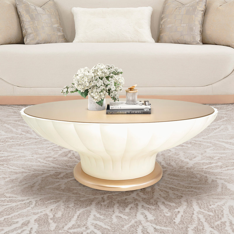 Michael Amini La Rachelle Scalloped Round Cocktail Table - Champagne ...