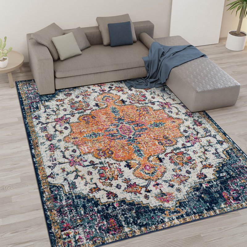 Bungalow Rose Boho Medallion Woven Area Rug | Wayfair