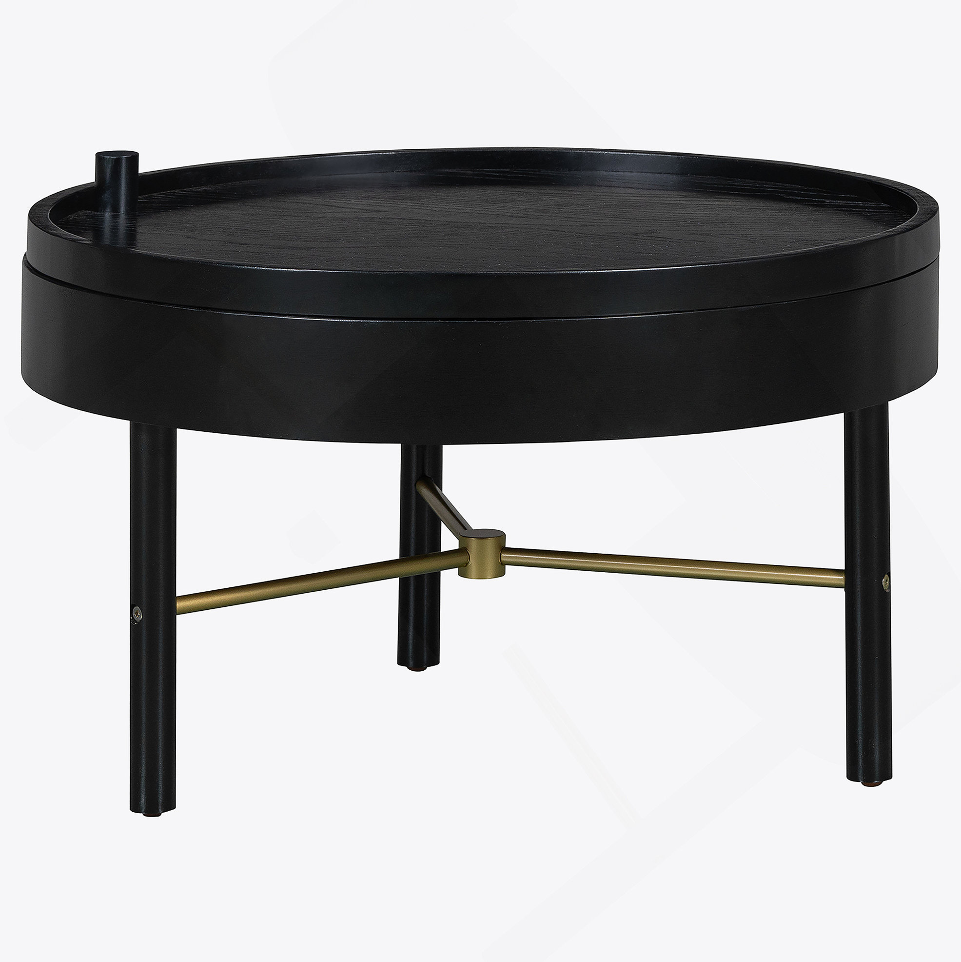 Mercer41 Modern Round Wood Rotating Tray Coffee Table with Storage ...