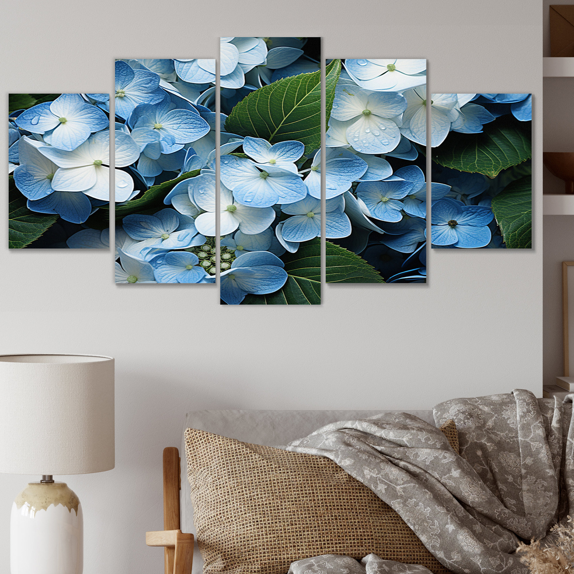 Lark Manor™ Blue Hydrangea Field Aerial View - Floral Wall Art Print ...