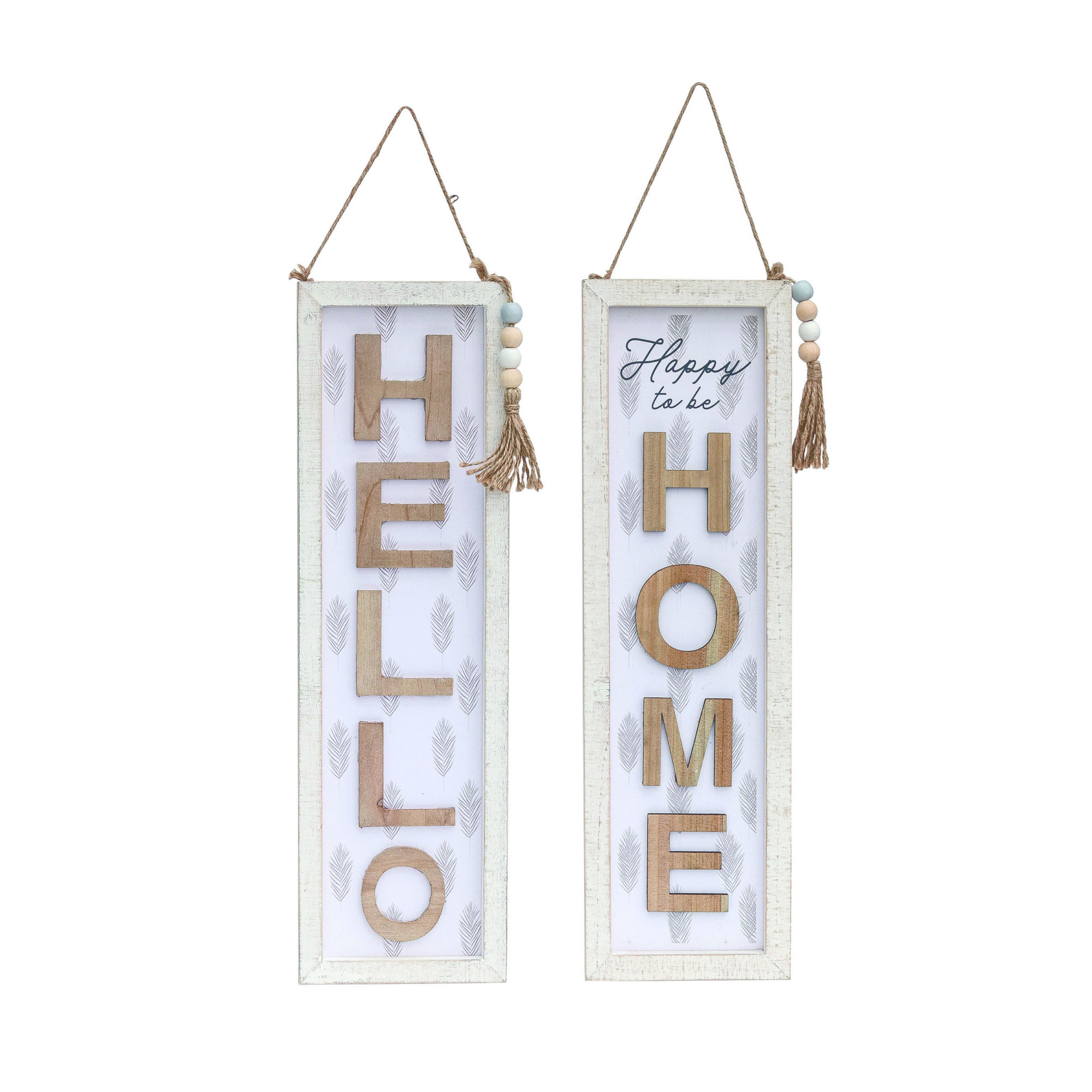 August Grove® Small MDF Beaded Rustic Sign Set of 2 Spring Home ...