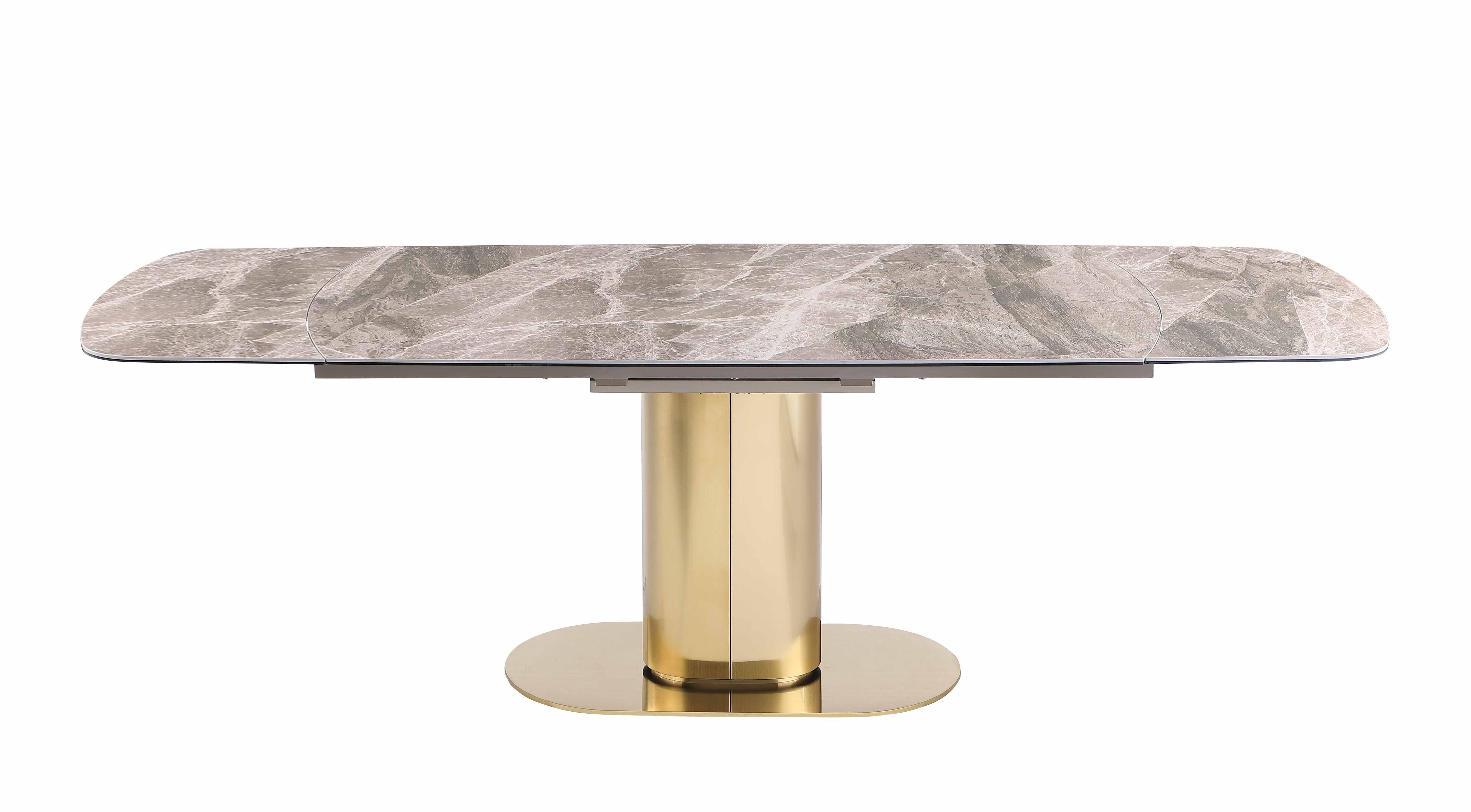 Chintaly Imports Extendable Marbleized Ceramic Top Dining Table w ...