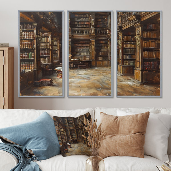 Lark Manor™ Brown Beige Vintage Library Books II - Libraries Wall Art ...
