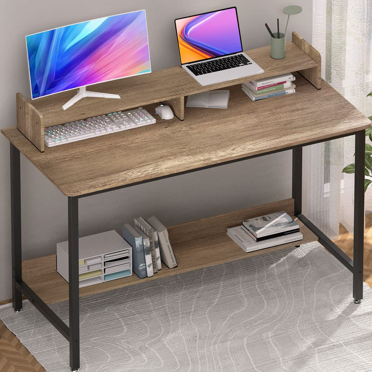 17 Stories 32 Inch Computer Desk with Shelves with Storage for Home ...