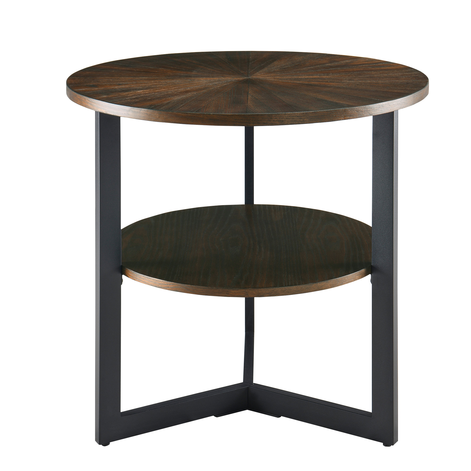 Union Rustic Aeyden 24" Tall 2-Tier Round Side End Table With Storage ...