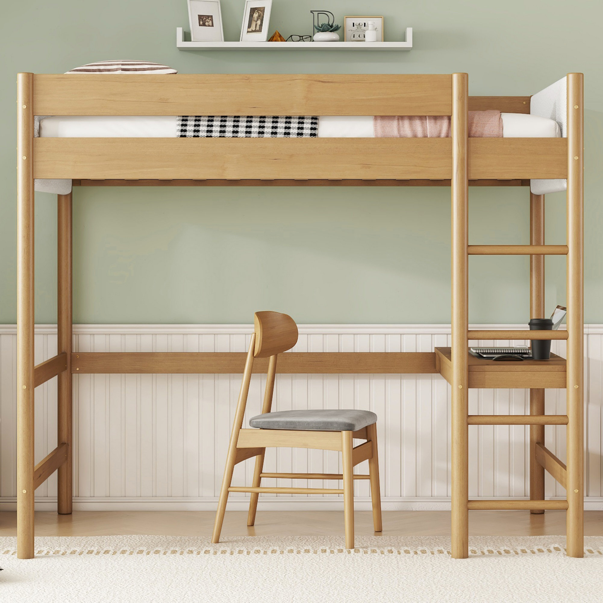 Isabelle & Max™ Ayrah Kids Twin Solid Wood Loft Bed with Desk and Teddy ...