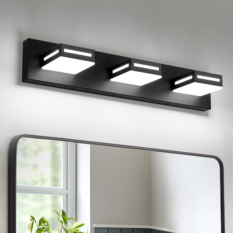 Orren Ellis 24-Inch 3-Light LED Modern Black Bathroom Vanity Light ...