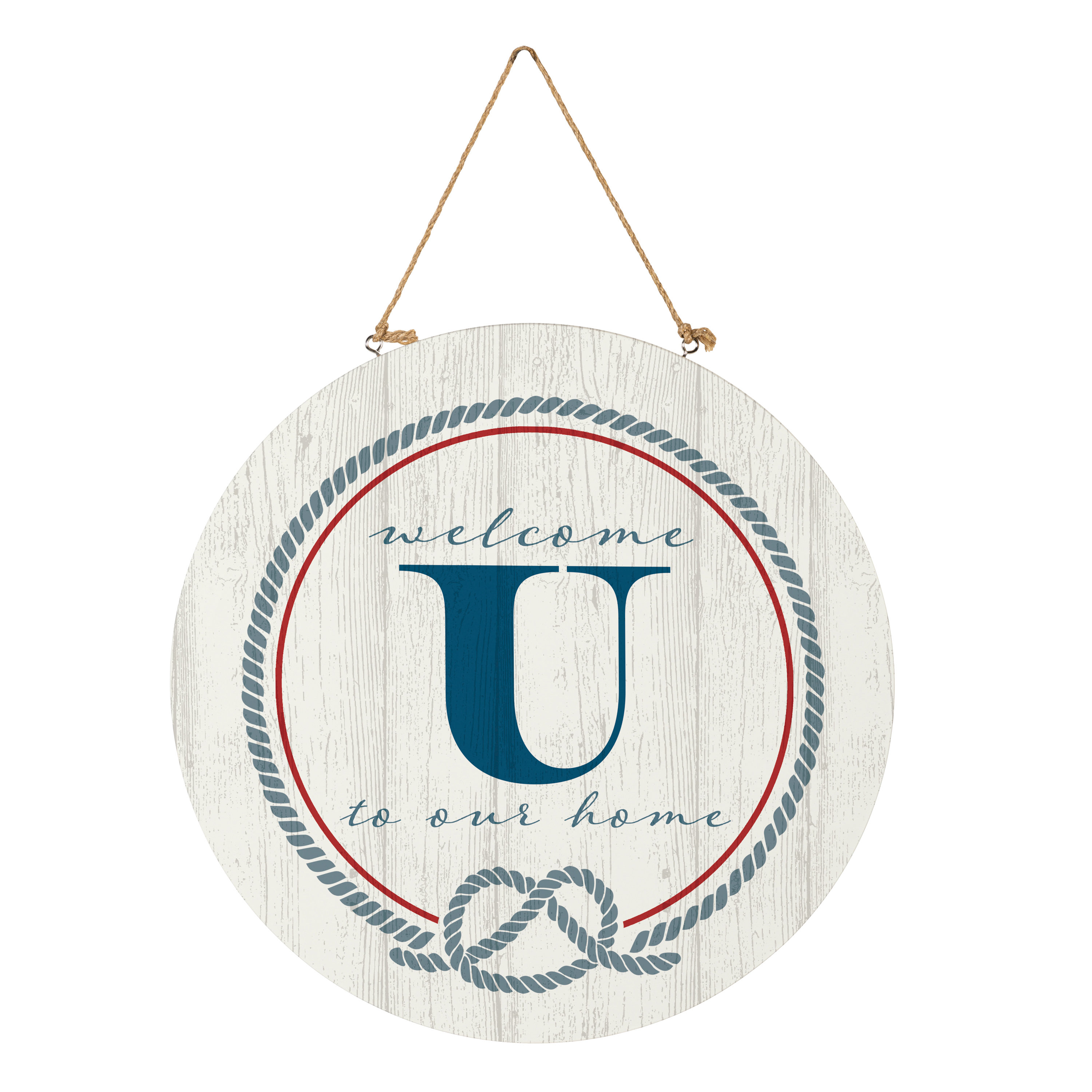 Breakwater Bay Coastal Door Decor Monogram Blue 18" U U | Wayfair