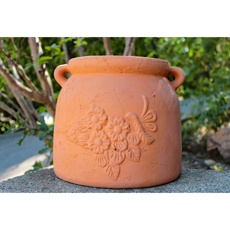 August Grove® Pumphrey Hand Pressed Ancient Stressed Terracotta Pot ...