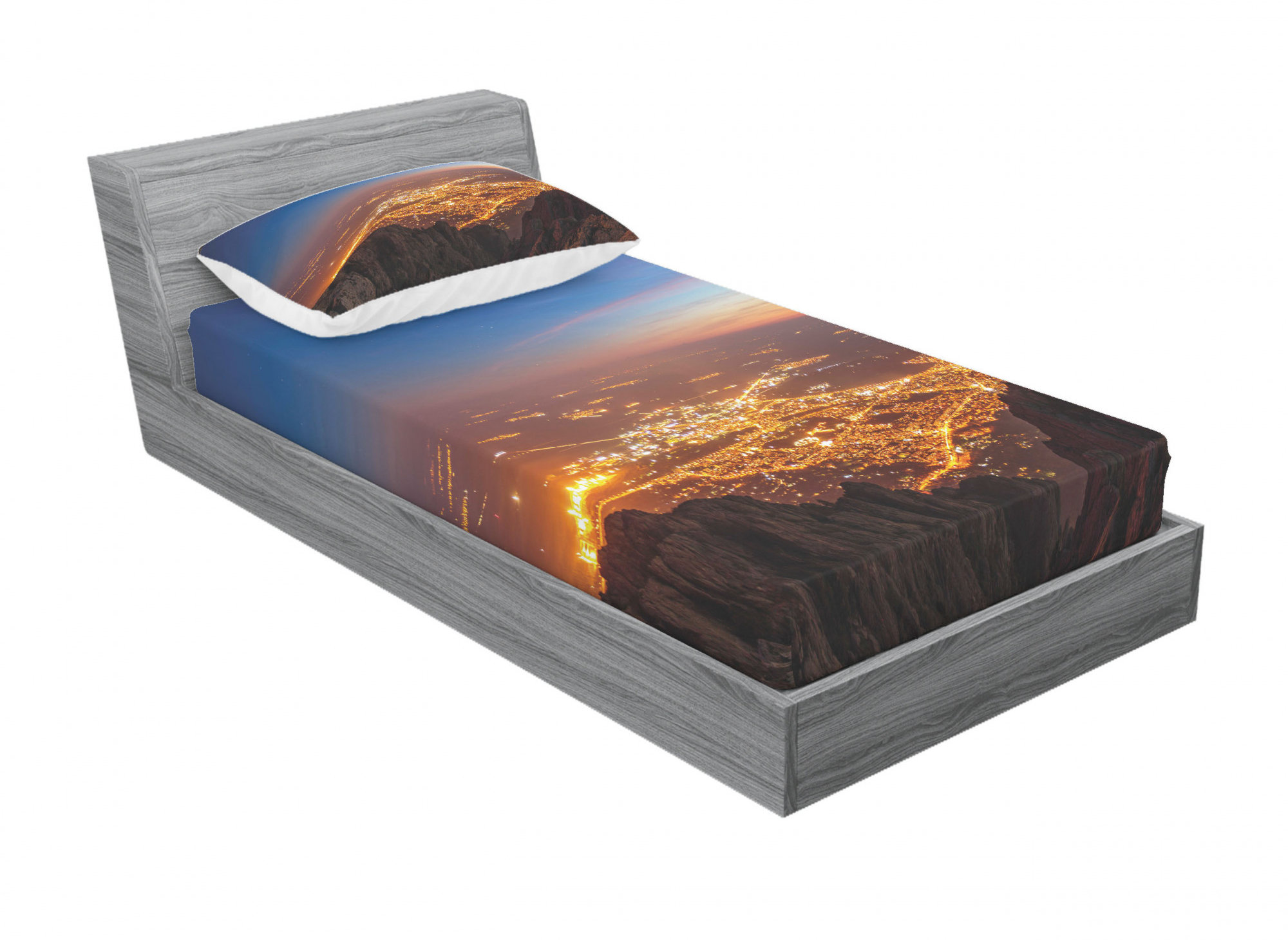Ambesonne City at Night Time Twilight Skyline Sheet set | Wayfair